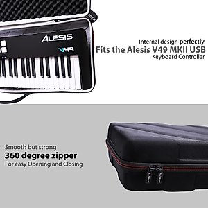 LTGEM Controller Case for Alesis V49 MKII USB MIDI Keyboard Controller, Hard Storage Travel Protective Carrying Bag