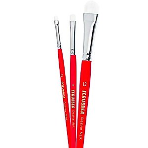 Creative Mark Scrubber Watercolor Brushes - Professional Watercolor Brushes for Scrubbing, Blotting, Re-Shaping Edges, and More! - Set of 3