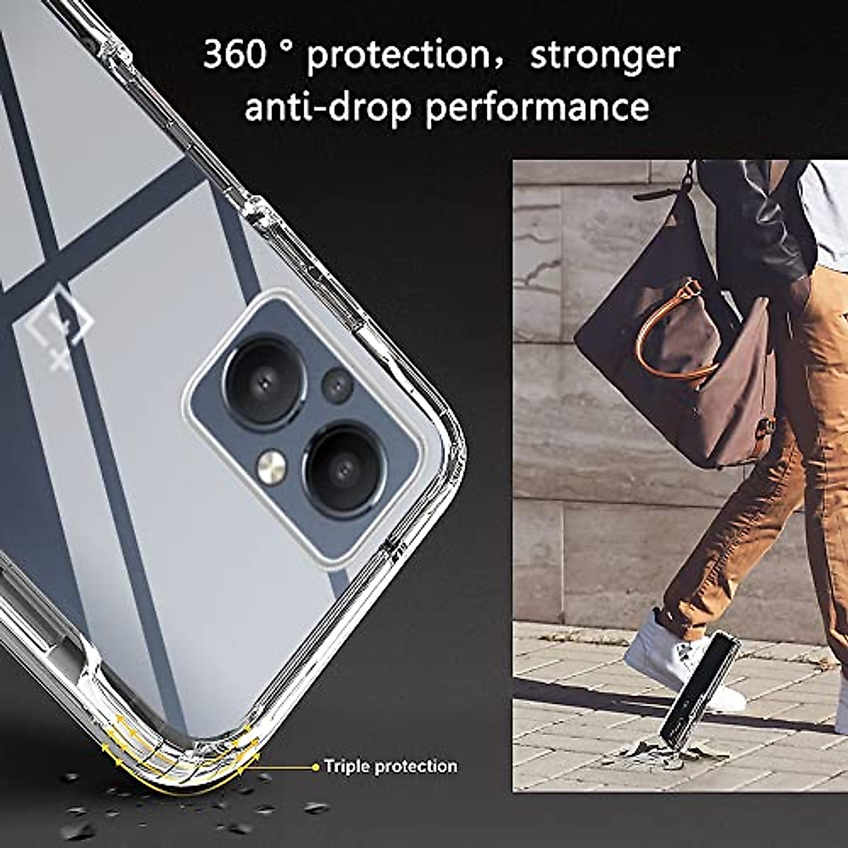 YJROP OnePlus Nord N20 5G Case: Crystal Clear Full-Body Rugged Hybrid Bumper with Tempered Glass Screen Protector