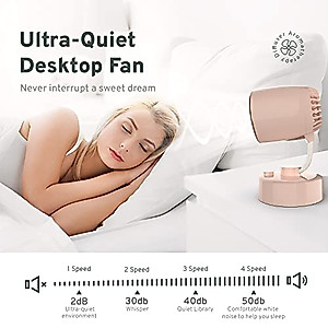 Elingmor Desk Fan, Turbo Force Tabletop Fan with Aromatherapy Diffuser, 120 Degree Pivoting Head, Portable Quiet 4-speed Air Circulator Fan, Samll but Powerful, for Bedroom Home Office