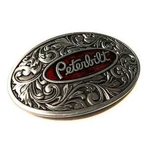 TotalShop Peterbilt Truck Belt Buckle, Red Silver