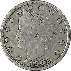 1902 Liberty Head V Nickel 5 Cent Piece AG About Good 5c US Coin Collectible