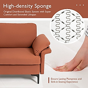 Giantex 72.5" L Loveseat, 2-Seat Sofa Couch with Removable Armrest Pillows, Metal Frame Legs, Comfy Cushions, Modern Furniture for Living Room Reception Room Office, Easy Assembly, Red