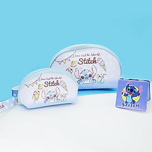 Kawaii Stitch Travel Cosmetic Bag & Coin Purse Set, Cosmetic Pouch Makeup Bag with Zipper, PU Travel Toiletry Bag Makeup Accessories Organizer, Foldable Storage Bags Makeup Pouch for Women Girls