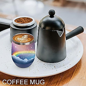 WYUSPGK 304 Stainless Steel Insulated Cup, Star in Rainbow Print Smooth Rim, Durable & Reusable - Perfect for Office, Home, And Travel