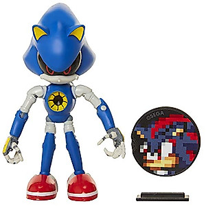 Sonic The Hedgehog Collectible Metal Sonic 4" Bendable Flexible Action Figure with Bendable Limbs & Spinable Friend Disk Accessory Perfect for Kids & Collectors Alike for Ages 3+