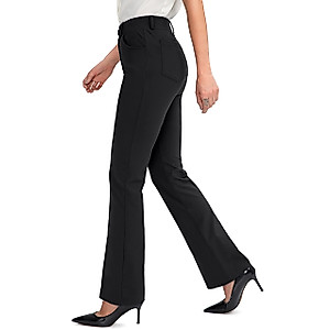 Rammus 28"/30"/32"/34" Women's Yoga Dress Pants Stretch Work Business Casual Slacks for Women Bootcut Office Trousers with 4 Pockets Black
