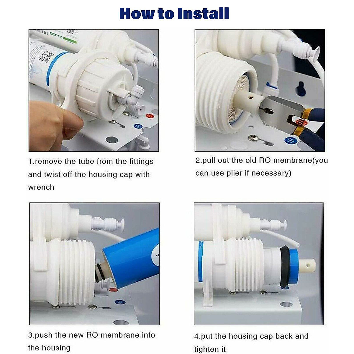 100 GPD RO Membrane with Reverse Osmosis Membrane Housing Set (1 Set) & 100 GPD RO Membrane (1 Pack), Reverse Osmosis Filter Replacement Kit, RO Membrane Housing Set for Maple Syrup RO System