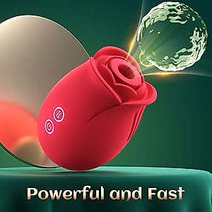 Rose Sex Toy Vibrator for Women-Allovü Rose Sucking Vibrator Clitoral Nipple Stimulator with 18 Modes, G-spot Dildo Vibrator Rose Sucker, Personal Massager for Women Female Couples Adult Sex Games