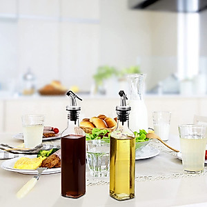 Tebery 12 Pack Olive Oil Pour Spouts Wine Bottle Pourer with 4 Cleaning Brush, Oil Bottle Dispenser Stopper Tapered Liquor Pourers for Olive Oil, Wine, Vinegar, Soy Sauce