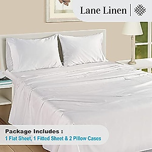 LANE LINEN 100% Egyptian Cotton Bed Sheets - 1000 Thread Count 4-Piece White Calking Set Bedding Sateen Weave Luxury Hotel 16" Deep Pocket (Fits Upto 17" Mattress)
