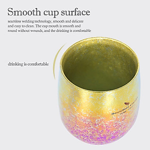 iBasingo & Boundless Voyage 8.79 fl.oz Titanium Coffee Cup Double-Layer Tea Mug Ice Flower Craft Lightweight for Camping Hiking Picnic Drinking Water Tea Wine Beer Fruit Juice (Blue-violet)-Ti3084D