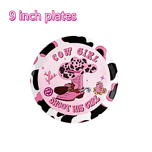 100pcs Western Cowgirl Party Decorations Let's Go Girl Party Supplies for Girls Cow Print Paper Plates Napkins Forks Knives Boots Western Theme Birthday Bachelorette Party
