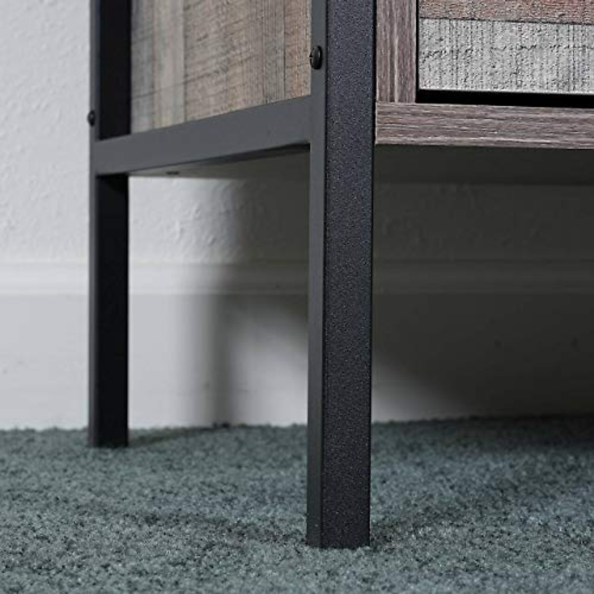 OS Home and Office Furniture Model Metal Frame and Legs four drawer chest, Rustic Reclaimed Barnwood Laminate