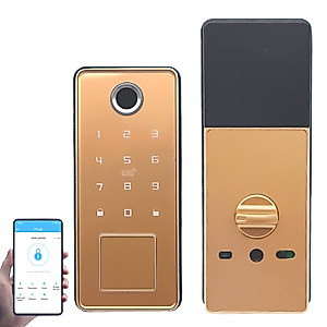 Cerraduras Inteligentes para Puertas, Con Aplicación | Teclado con Pantalla Táctil/Bloqueo Automático/Fácil Instalación, Compatible con Amazon Alexa/Google Assistan, Cerradura Digital de Casa Oro,