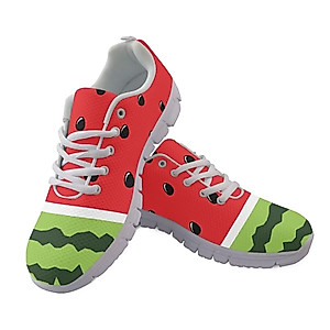 Women Tennis Shoes Watermelon Non Slip Comfortable White Sole Lace Up Lightweight Sneaker