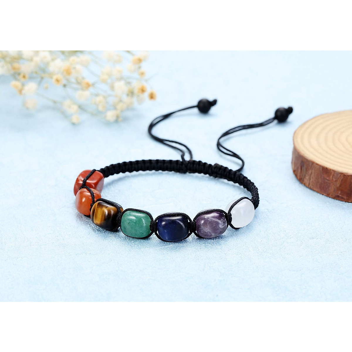 MANIFO 7 Chakra Crystals Bracelet Reiki Healing Chakra Stone Braided Gemstone Bracelets for Women Yoga Meditation