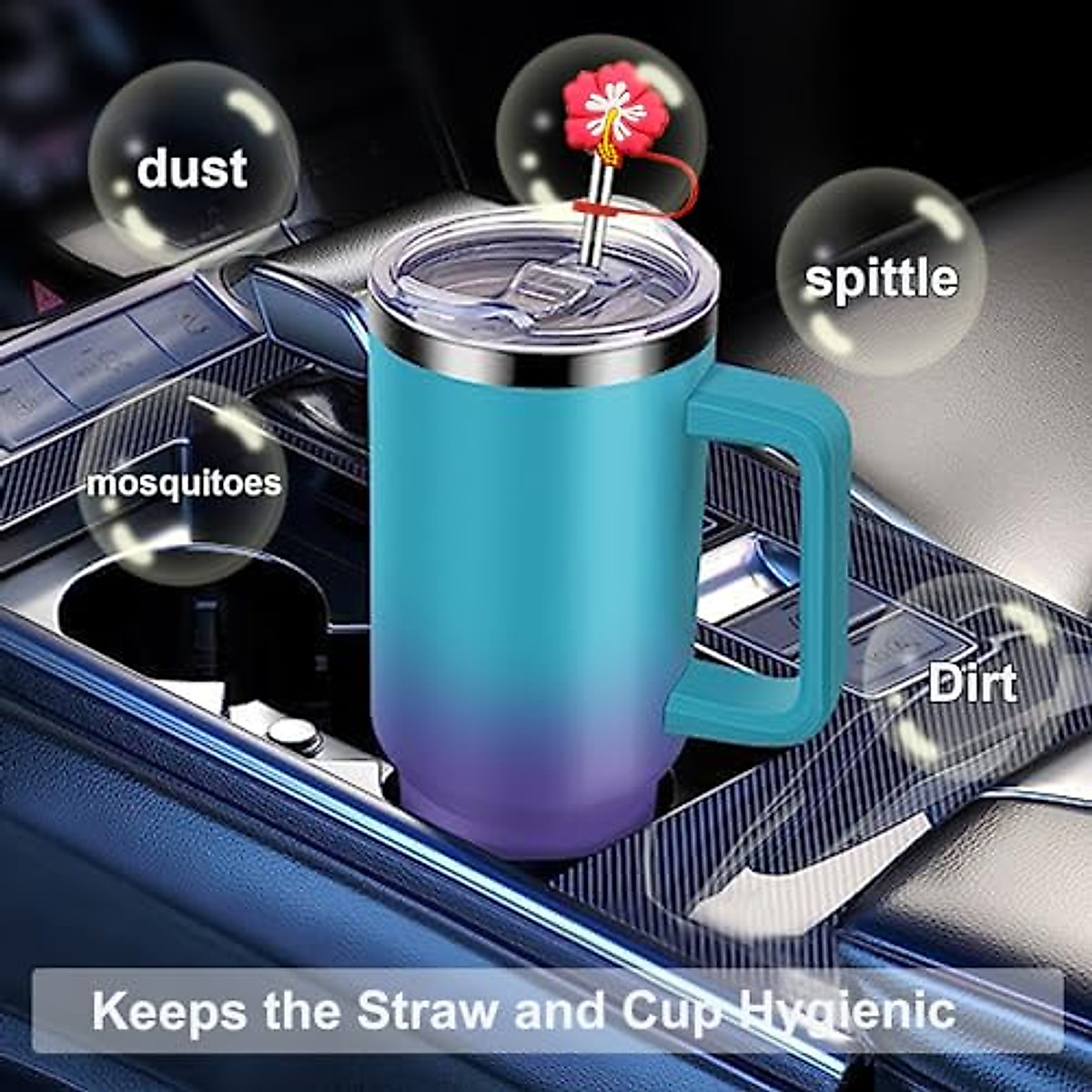 12PCS Straw Cover Cap, Cute Summer Straw Cover for Stanley 30&40 Oz Tumbler, Straw Topper for Stanley Cup in different Shapes,Straw Protectors Drinking Straw Caps for 10 mm Straws