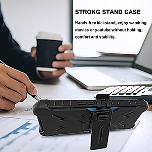 Ailiber Compatible with OnePlus Nord N200 5G Case, Nord N200 Case Holster with Screen Protector, Swivel Belt Clip Holster Kickstand Holder, Heavy Duty Armor Shockproof Cover for 1+ Nord N200-Black