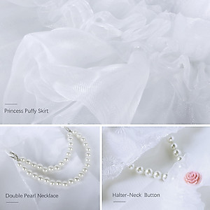 SHIAOMIN Dog Wedding Dress Bride Outfit with Pearl Necklace and Rose Pet Princess Dress Apparel for Puppy Dog Cat (Large)