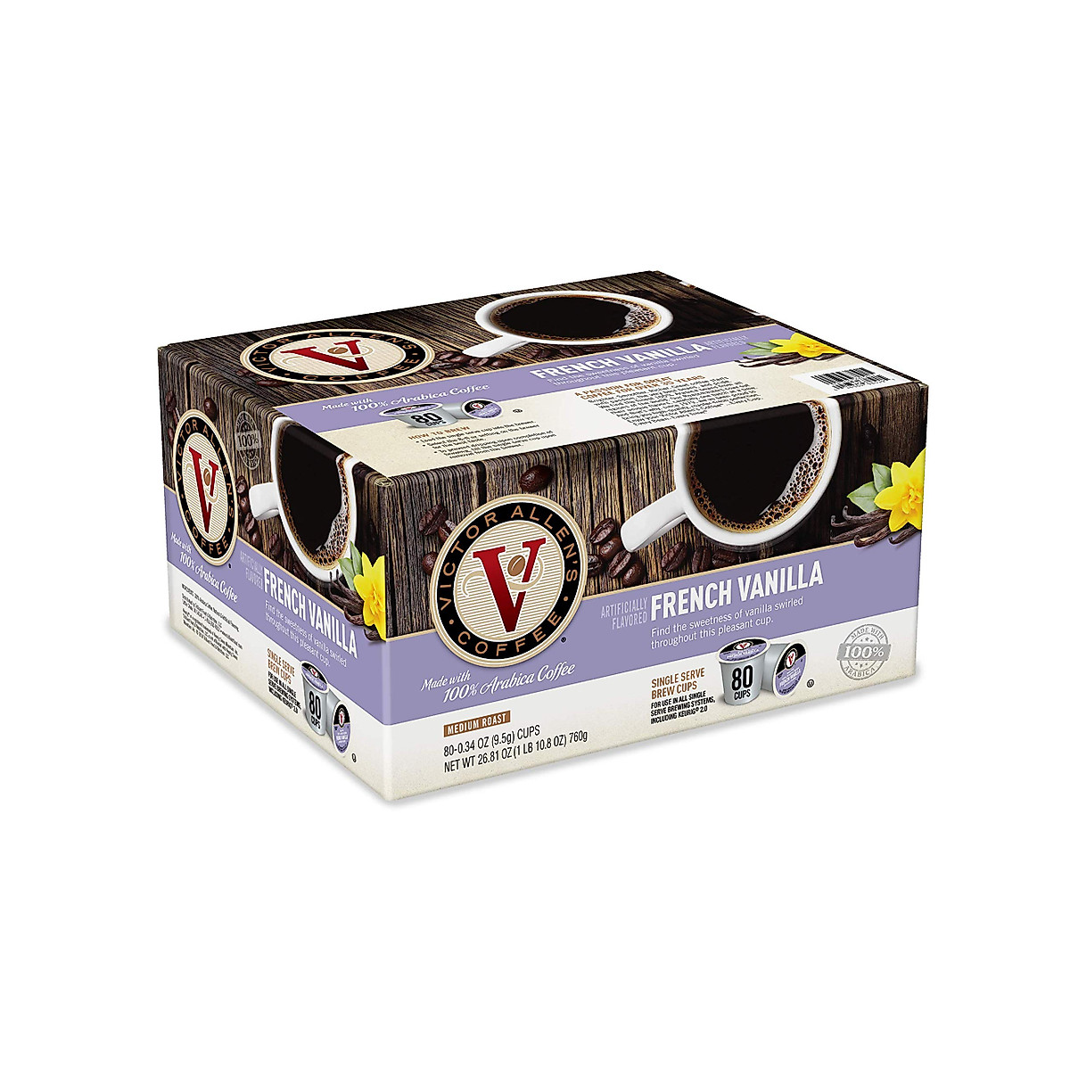 Victor Allen's Coffee French Vanilla and Hazelnut Flavored Medium Roast Single Serve Coffee Pods for Keurig K-Cup Brewers