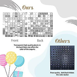 Shimmer Wall Backdrop Silver Backdrop 24 Panels Glitter Sequin Backdrop for Wedding Bridal Shower Birthday Decorations