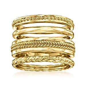 Ross-Simons 18kt Gold Over Sterling Jewelry Set: 4 Stackable Rings. Size 7