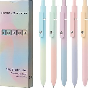 LINFANC Gel Pens 5pcs Cute Pens Medium Point 0.7mm Pen Black Ink Pens for Journaling Aesthetic Pens Gel Pens School Supplies Black Pens Gel Ink Pen Office Supplies