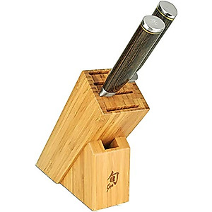 Shun Premier Build-a-Block Set; Includes 8-inch Chef’s Knife, Hand-Hammered Tsuchime Finish, VG-MAX Steel Core, Damascus Cladding; Includes Honing Steel and Sustainable Bamboo Slimline Knife Block