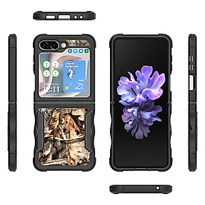 CoverON Heavy Duty Designed for Samsung Galaxy Z Flip5 Case, Rugged Military Grade A Hard Plastic Hybrid TPU Rubber Grip Protective Rigid Armor Cover Fit Samsung Galaxy Z Flip 5 Phone Case - Camo