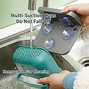 TIDYSOON Detachable Sinkside Organizer Tidy Storage,Drainage Container With Suction Cups For Kitchen Sink Caddy Sponge Holder, Dish Brush Holder,Cloths, Green
