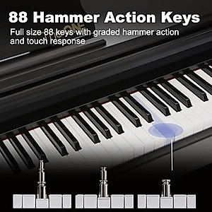The ONE Lighted-up Digital Piano, Smart Teaching Piano Keyboard with 88 Hammer Action Keys for Beginner/Adult, Full Size Weighted Keyboard with 3 Pedals/Free APP/Bluetooth/MIDI/Headphone Output