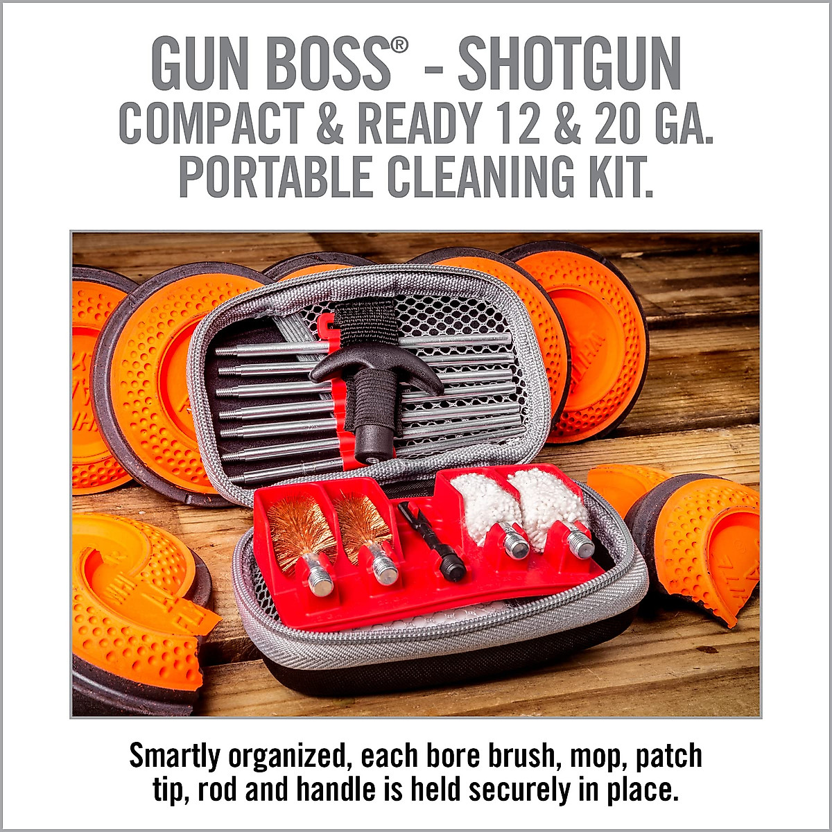 Real Avid Shotgun Cleaning Kit I 12 Gauge and 20 Gauge Cleaning Kit I Portable Shot Gun Trap Shooting Accessories Pouch Kit with Gun Cleaning Supplies,black