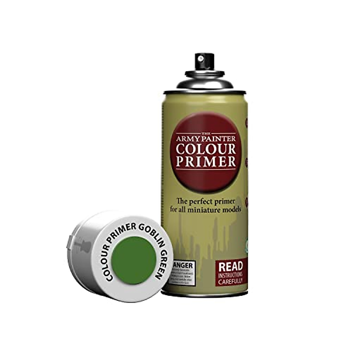 The Army Painter Color Primer, Goblin Green, 400ml, 13.5oz - Acrylic Spray Undercoat for Miniature Painting