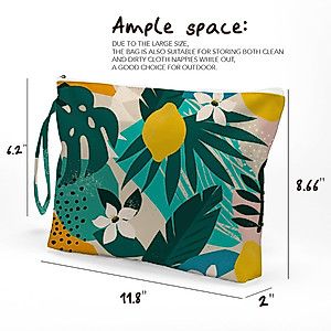 Fokongna Wet Bag, Wet Dry Bag, Makeup Bag, Toiletry Bag, Waterproof Large Capacity Travel Cosmetic Bag, Zipper Pouch for Women, Girls Mo Wife Sister Friends Baby Diaper Bag tropical palm leaf