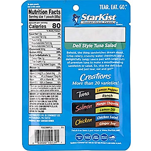 StarKist Chicken Creations, Chicken Salad, 2.6 oz Pouch (Pack of 12) & Tuna Creations Deli Style Tuna Salad, 3 oz pouch (Pack of 12) (Packaging May Vary)
