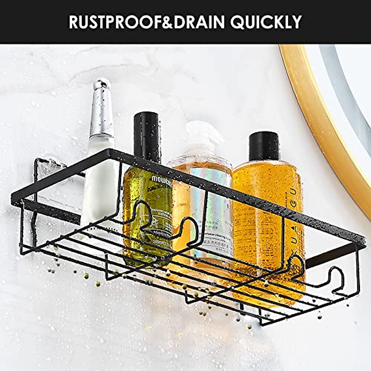 GEFTZRD 3 Pack Shower Caddy,Self Adhesive Bathroom Shelf with Soap Holder,Stainless Steel Rustproof Bathroom Shower Organizer No Drilling Shower Wall Shelves