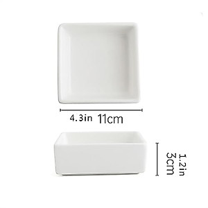 TRESORS Appetizer Plates Snack Bowls Ceramic Square Soy Sauce Bowl White Dipping Sauce Ketchup BBQ Sushi Condiment Soy Sauce Bowl Salad Plates Dinner Plates (Color : Large)