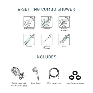 Moen Engage Magnetix Chrome 2.5 GPM Handheld/Rain Shower Head 2-in-1 Combo Featuring Magnetic Docking System, Rain Shower Head with Handheld Spray, 26009
