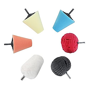 AuInLand 6 PCS Car Buffers Polishers Kit Cone Buffing Polishing Wheel Sponge Buffing Pads Ball Sponge Sanding Wheels