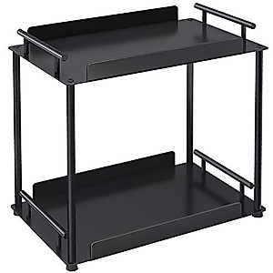 FLE Bathroom Organizer Countertop,2 Tier Bathroom Counter Organizer Kitchen Spice Rack Cosmetic Organizer,Countertop Storage Shelf for Bathroom, Kitchen, Living Room, Bedroom, Dressing Table Black