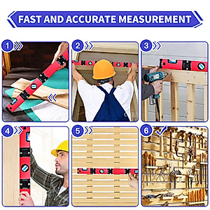 Multi-Function Foldable Level, 28 Inch Foldable Level Measuring Tool with 4 Easy-Read Level Bubbles 45°/90°/180°, Multi-Angle Measurement Woodworking Tool for Carpenters, Woodworkers, Fabricators