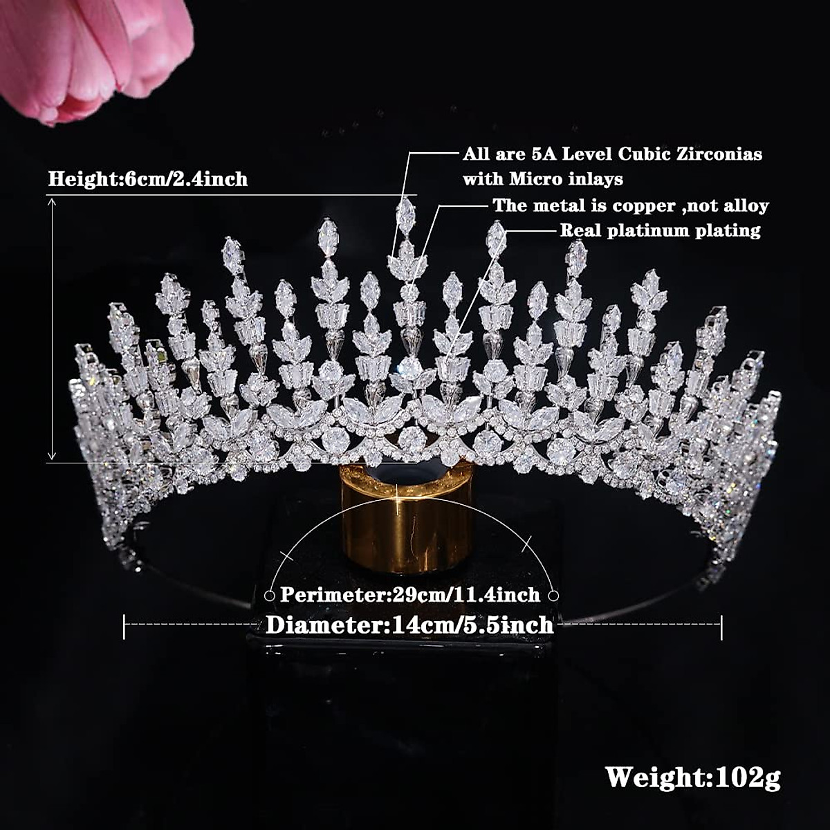 Jorsnovs Cubic Zirconia Bridal Crowns for Women Silver Wedding Tiaras CZ Princess Birthday Party Headpieces Zircon Hairbands