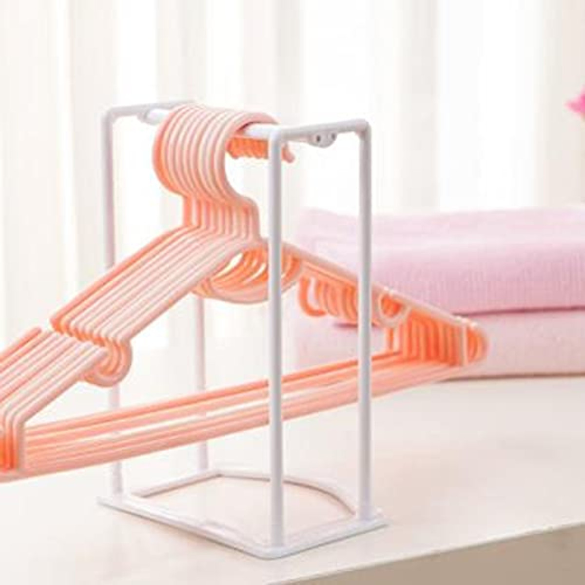 Garment Hanger Organizer, Space-saving PP Drying Rack Stacker With Lifting Handle