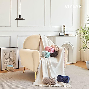 Chunky Yarn for Hand Knitting Blanket Knotted Pillow，Super Soft Vegan Light Blue Velvet Yarn Jumbo Fluffyh Braided Cotton Bulky Giant Yarn for Christmas DIY Home Decoration