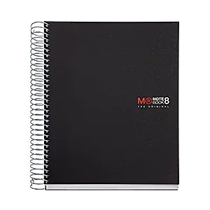 Miquelrius Medium A5 8-Subject Spiral Notebook, Graph Pages, Black (6.5" x 8")