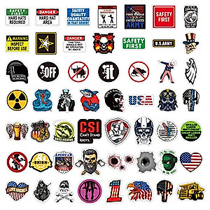 50 pcs Hard Hat Stickers and Decals Funny Toolbox Warning Sticker Helmet Stickers Welding Stickers Construction Stickers for Adults, Mechanics, Electricians, Military, Construction, Welders