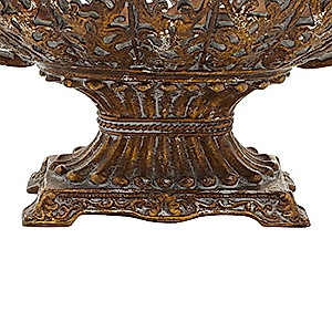Deco 79 Polystone Ornate Decorative Bowl with Handles, 19" x 10" x 12", Gold