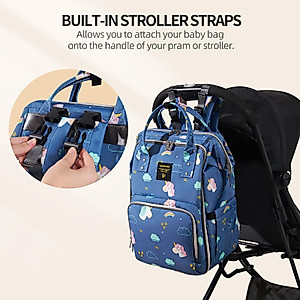 SUNVENO Baby Diaper Bag Backpack, Large Capacity Travel Backpack with Portable Changing Pad for Moms Dads, Blue