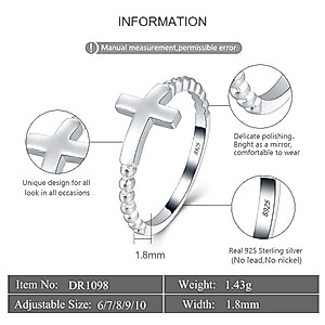 LGSY 925 Sterling Silver Cross Rings Size 6-10 for Women